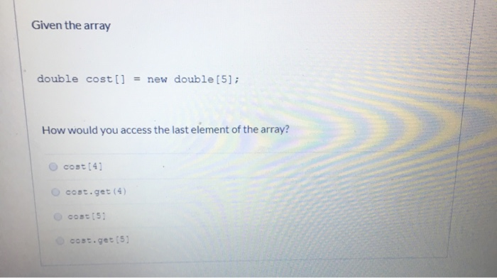 Solved Given the array double costl-new double [5] How would | Chegg.com