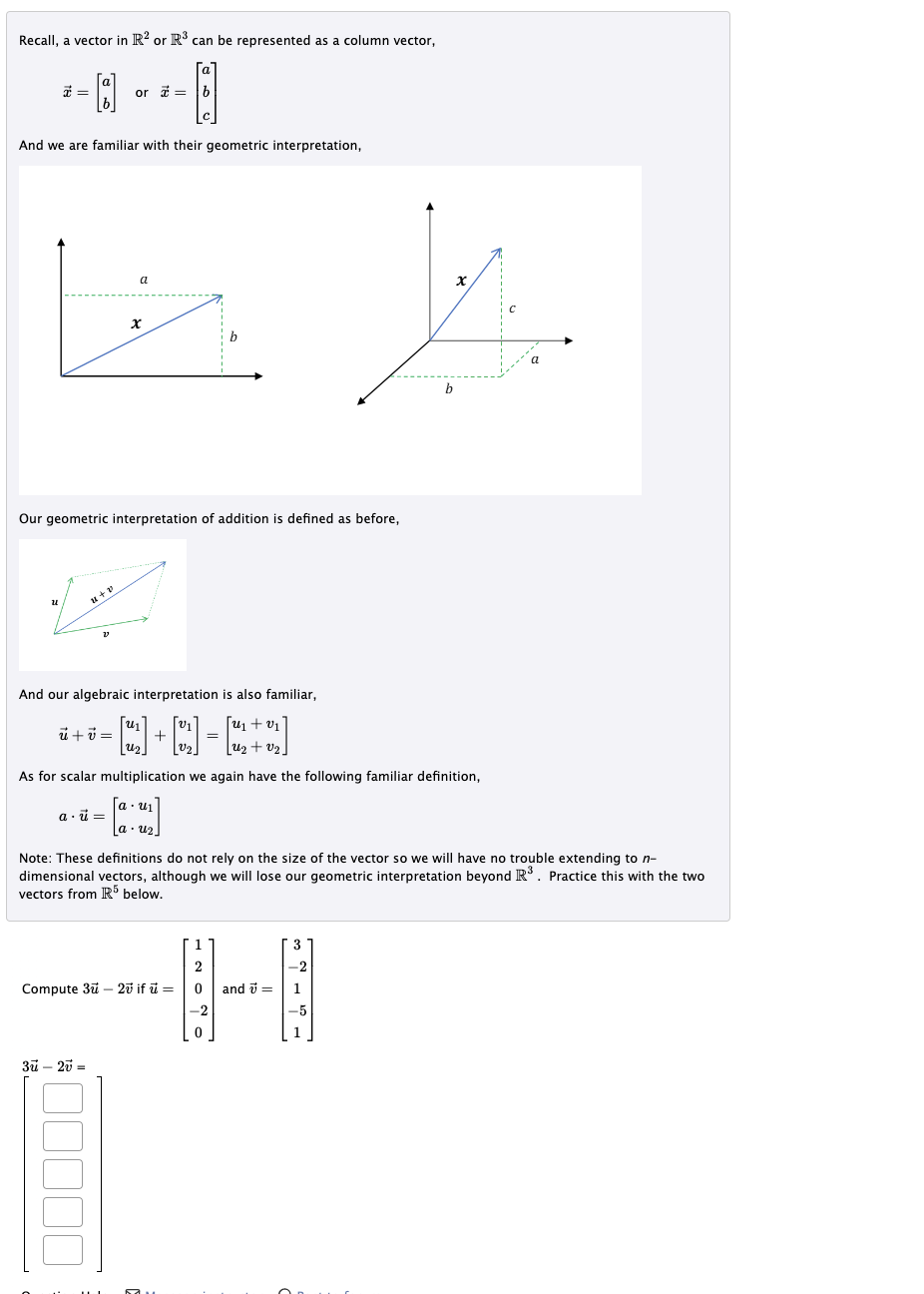 Solved Recall, a vector in R2 or R3 can be represented as a | Chegg.com