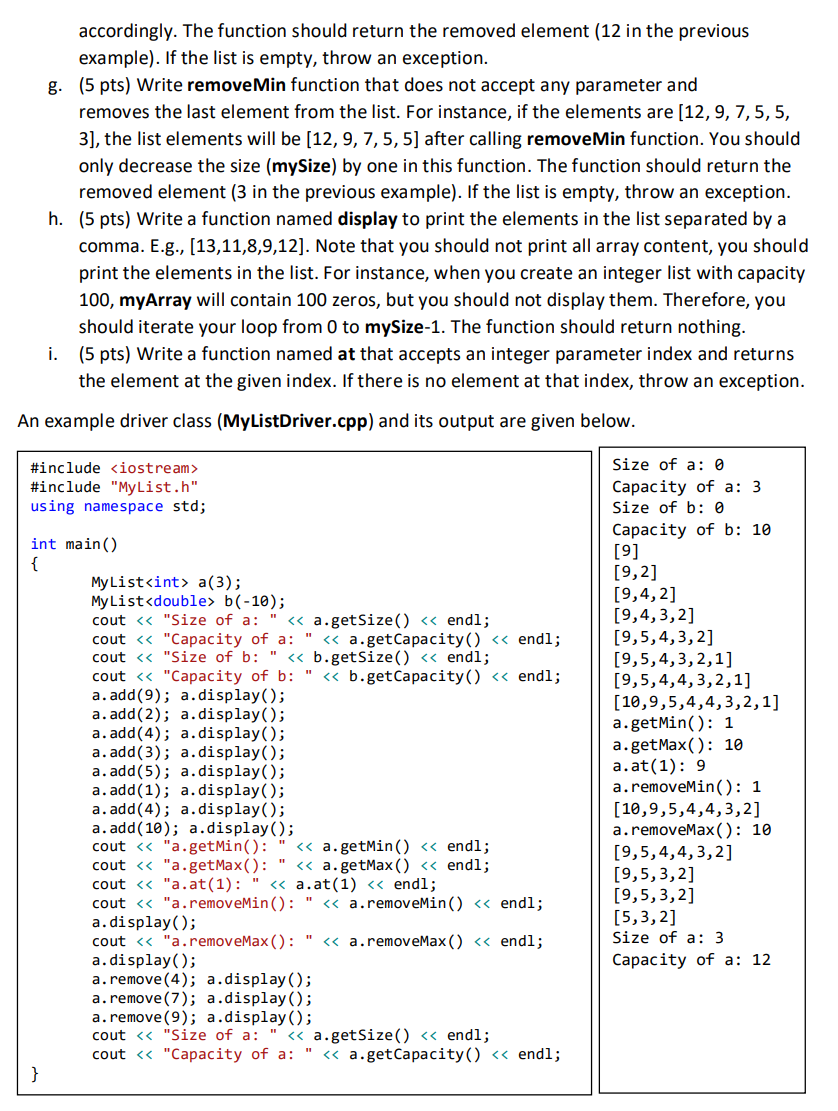 Solved In this question, you will write your own container | Chegg.com