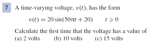 Solved A time-varying voltage, v(t), has the form | Chegg.com
