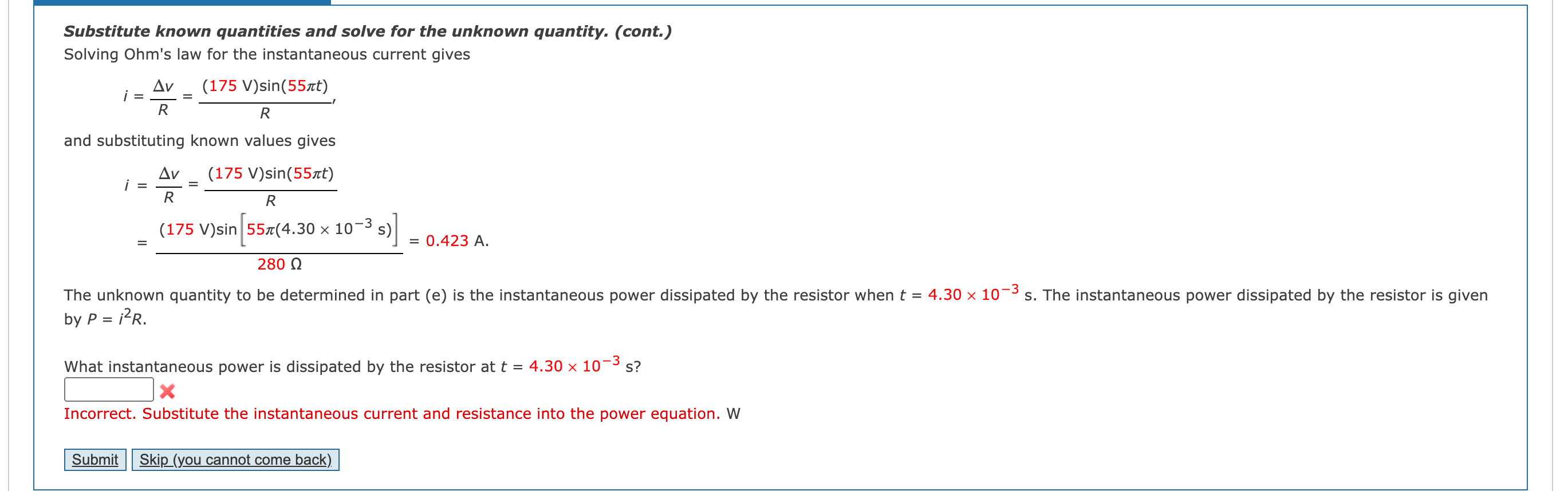 Solved Substitute known quantities and solve for the unknown | Chegg.com