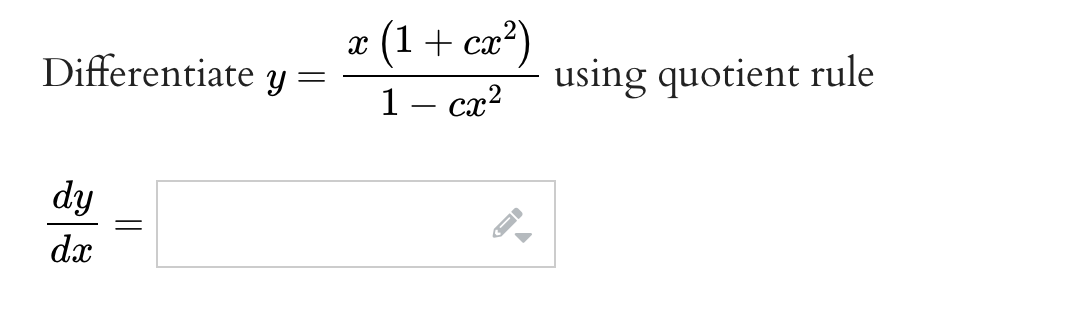 Solved Differentiate y=1−cx2x(1+cx2) using quotient rule | Chegg.com