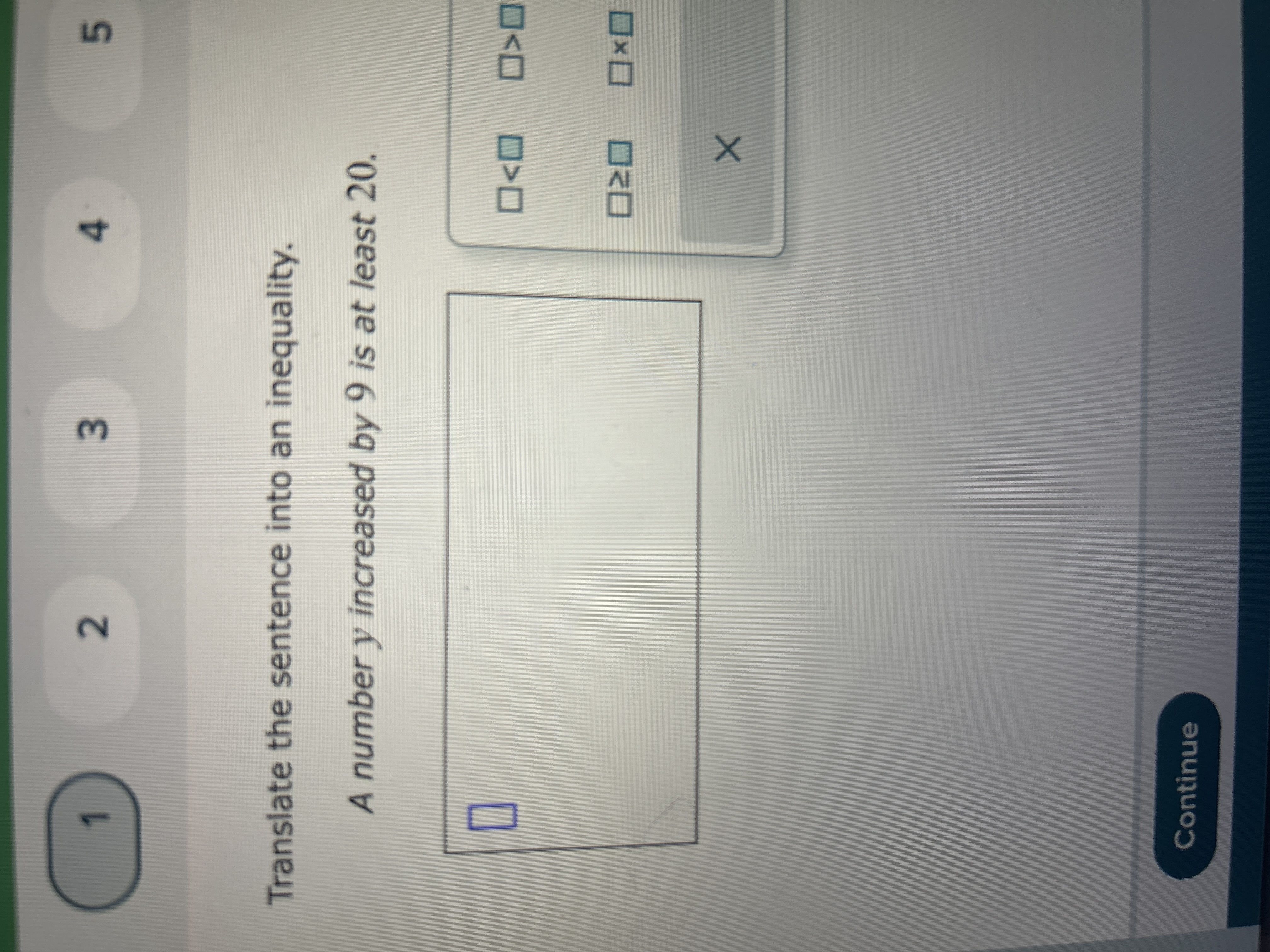 Solved Translate the sentence into an inequality.A number y | Chegg.com