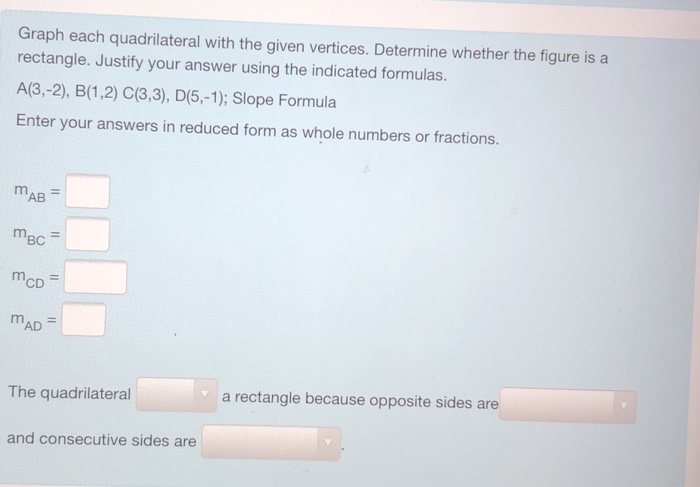 Solved Graph each quadrilateral with the given vertices. | Chegg.com
