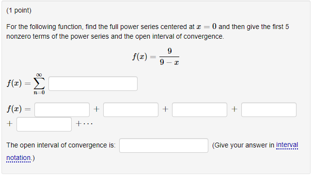 Solved (1 point) For the following function, find the full | Chegg.com