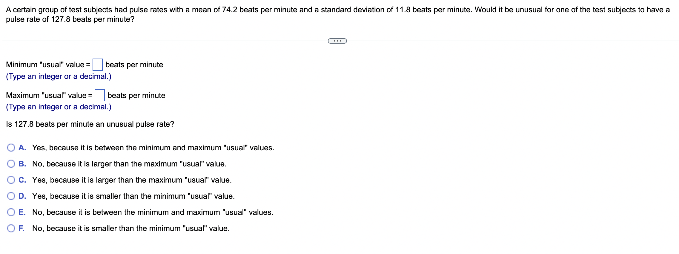 Solved A certain group of test subjects had pulse rates with | Chegg.com