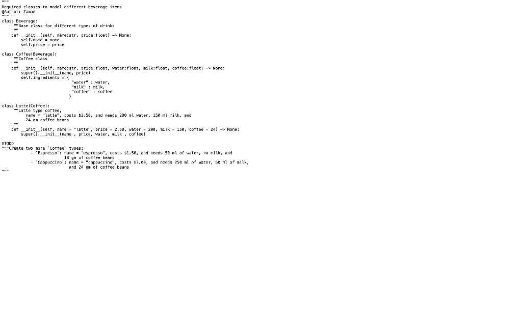 Solved import beverages import money class Vending Machine: | Chegg.com