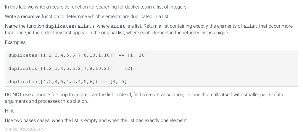 Solved In this lab, we write a recursive function for | Chegg.com