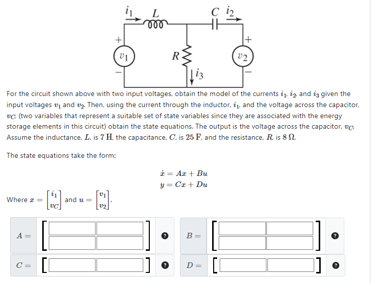 Solved For The Circuit Shown Above With Two Input Voltages