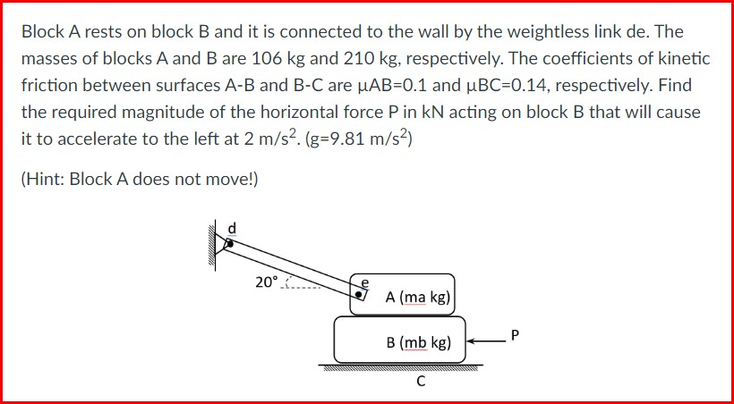 Solved Block A rests on block B and it is connected to the | Chegg.com