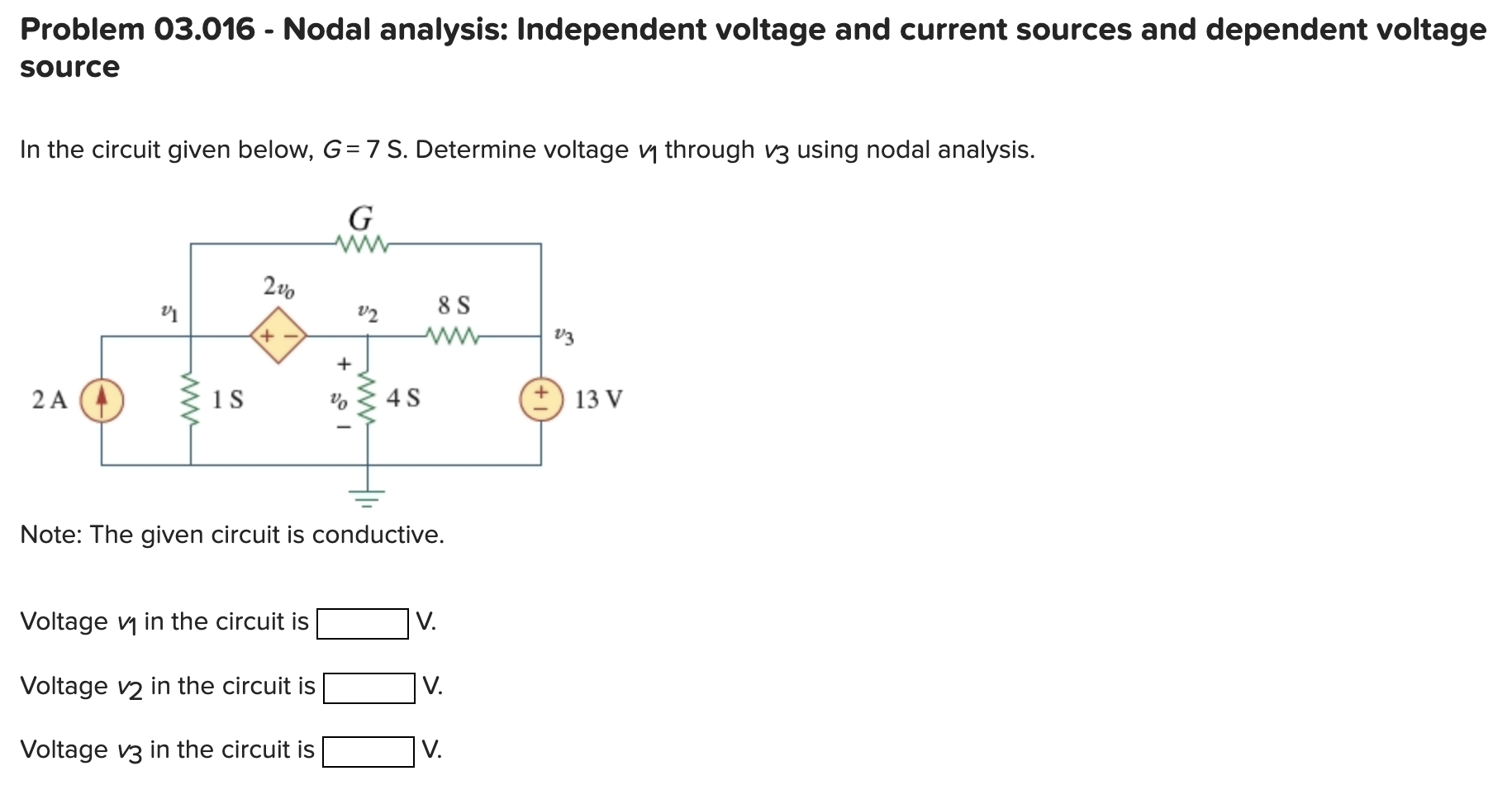 Solved Problem 03.016 - Nodal analysis: Independent voltage | Chegg.com