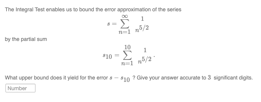 Solved The Integral Test enables us to bound the error | Chegg.com