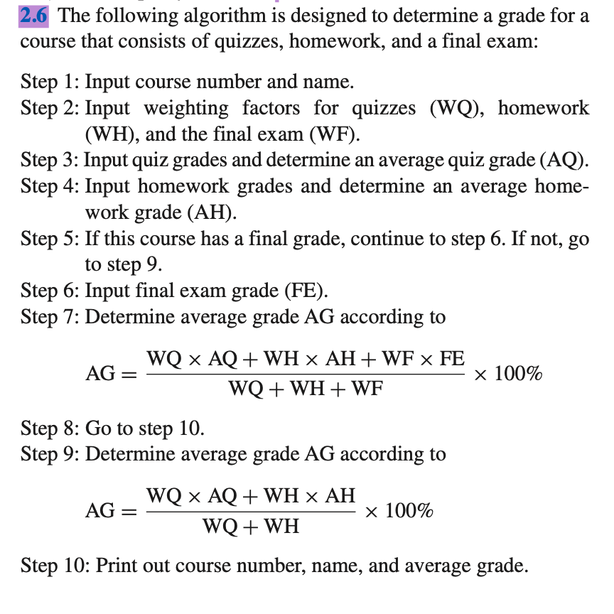 2.6 The following algorithm is designed to determine | Chegg.com