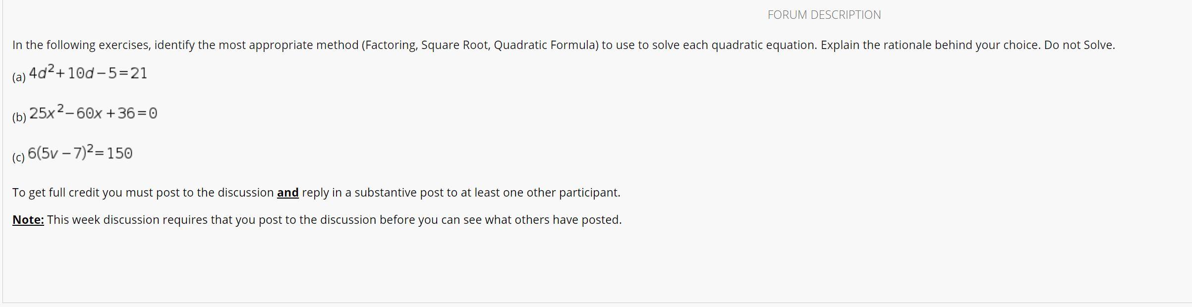 Solved FORUM DESCRIPTION In the following exercises, | Chegg.com