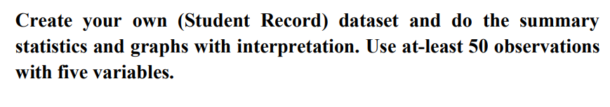 Solved Create your own (Student Record) dataset and do the | Chegg.com