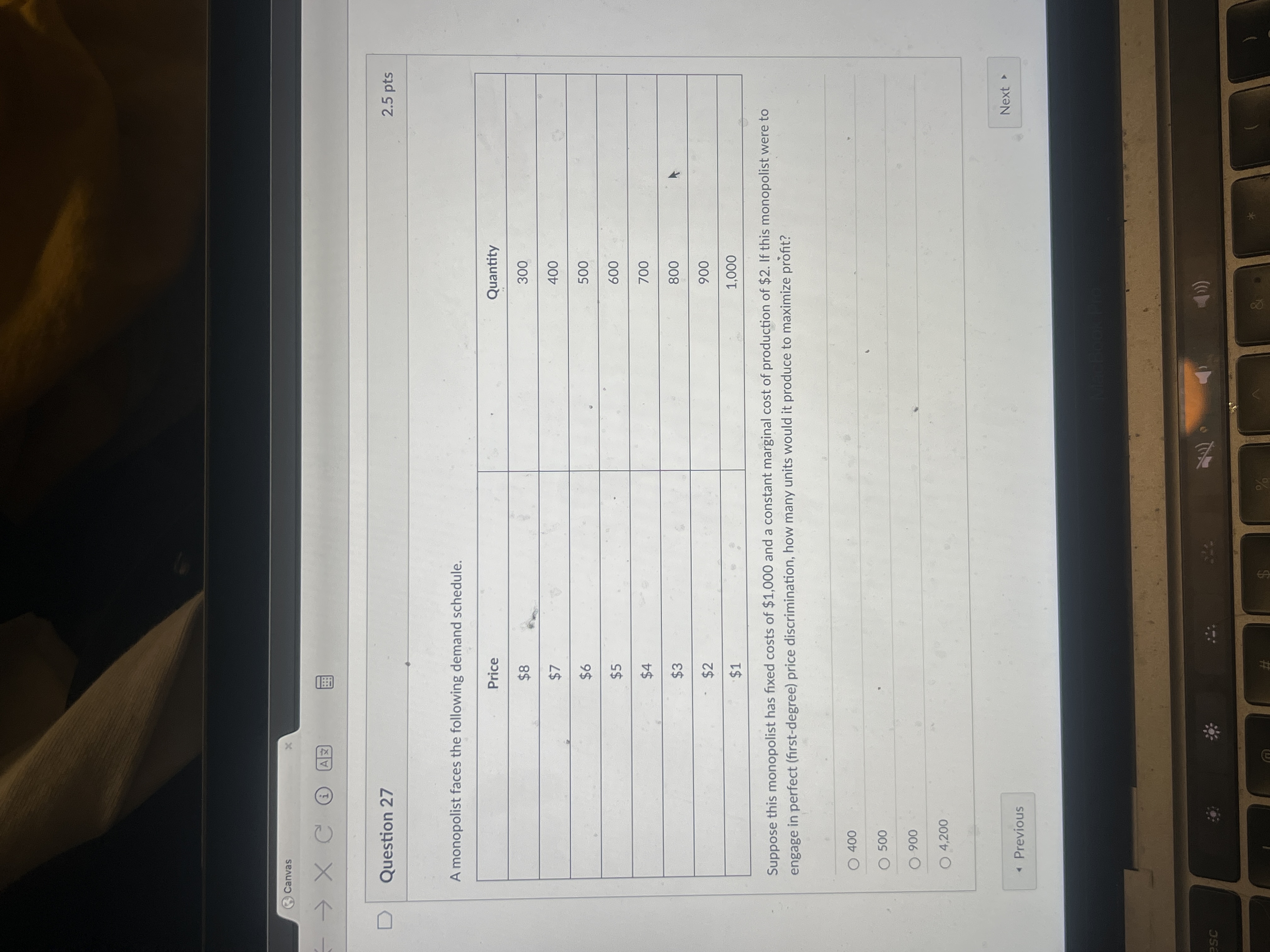 Solved Question 27A monopolist faces the following demand | Chegg.com