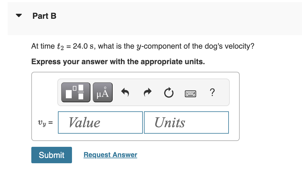 Solved A dog running in an open field has components of | Chegg.com
