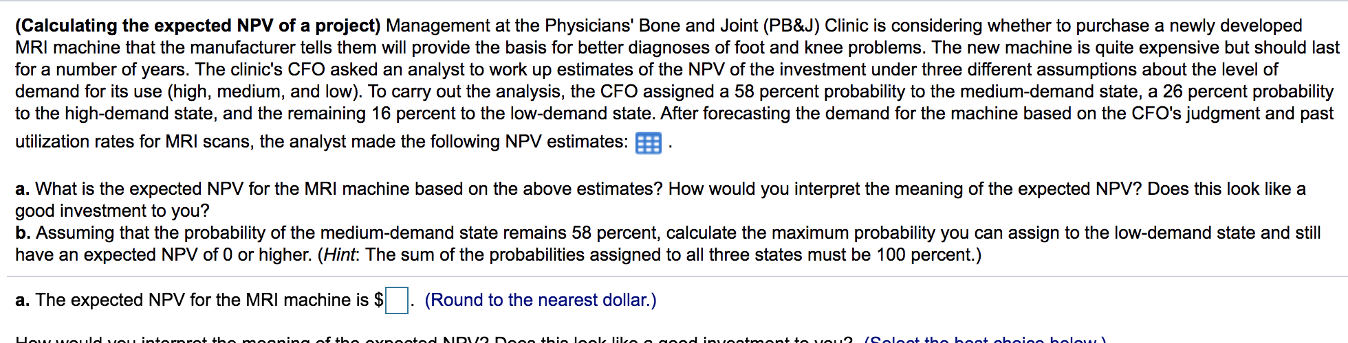 Solved (Calculating the expected NPV of a project) | Chegg.com