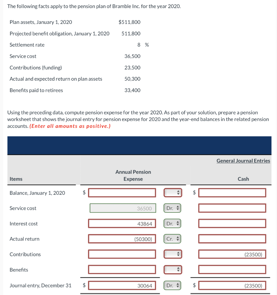 Solved The following facts apply to the pension plan of | Chegg.com
