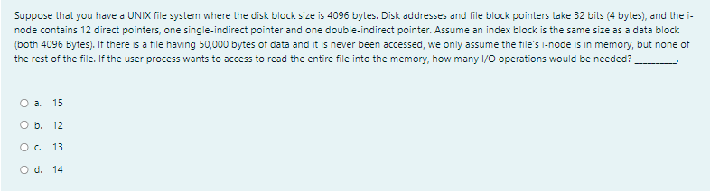 Solved Suppose That You Have A Unix File System Where The 