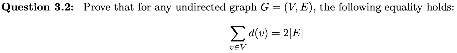 Solved Question 3.2: Prove that for any undirected graph | Chegg.com