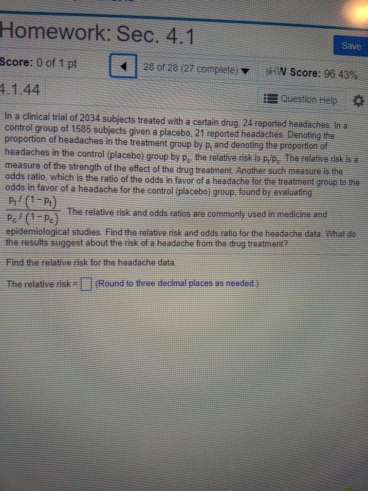 Solved Homework: Sec. 4.1 Save Score: 0 of 1 pt 28 of 28 (27 | Chegg.com