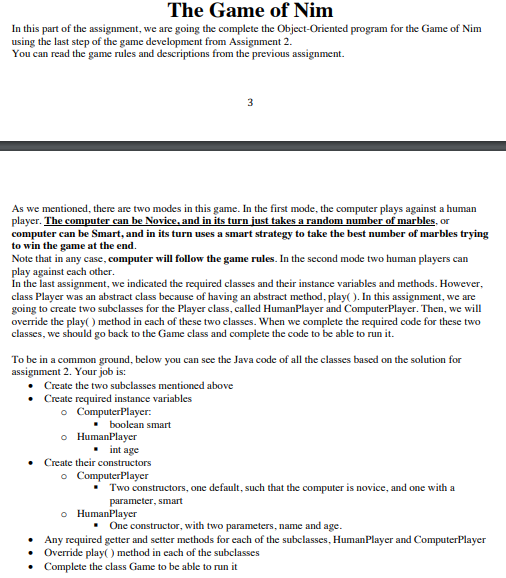 Solved The Game of Nim In this part of the assignment, we | Chegg.com