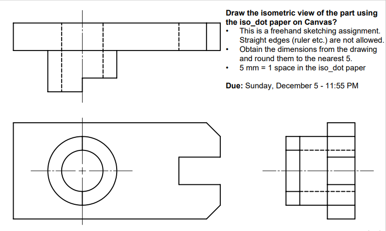 Solved Draw the isometric view of the part using the iso_dot | Chegg.com