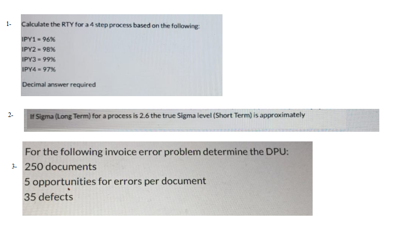 Solved Calculate the RTY for a 4 step process based on the | Chegg.com