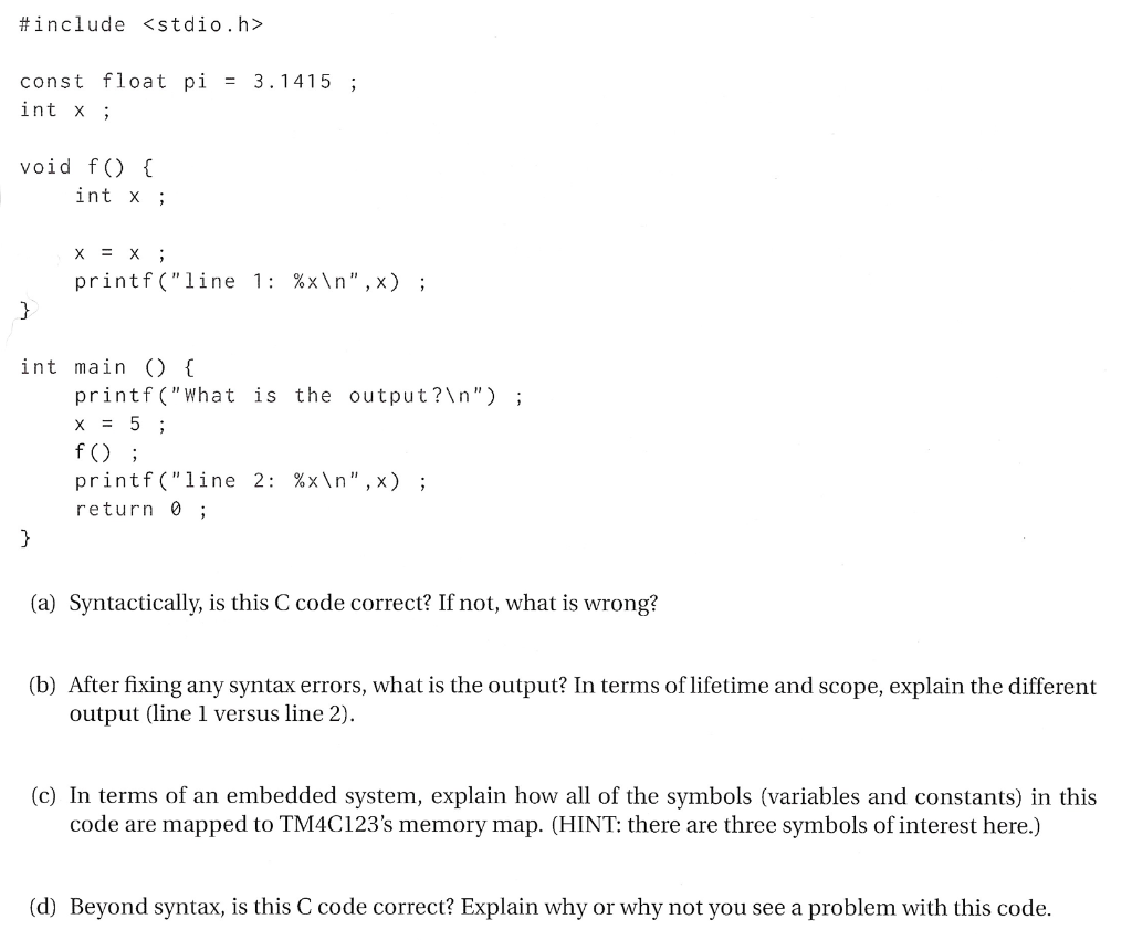 Solved A Syntactically Is This C Code Correct If Not