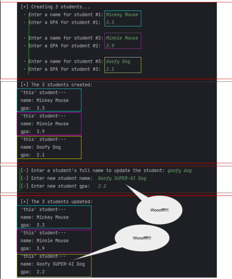 Solved [+] Creating 3 students... - Enter a name for student | Chegg.com
