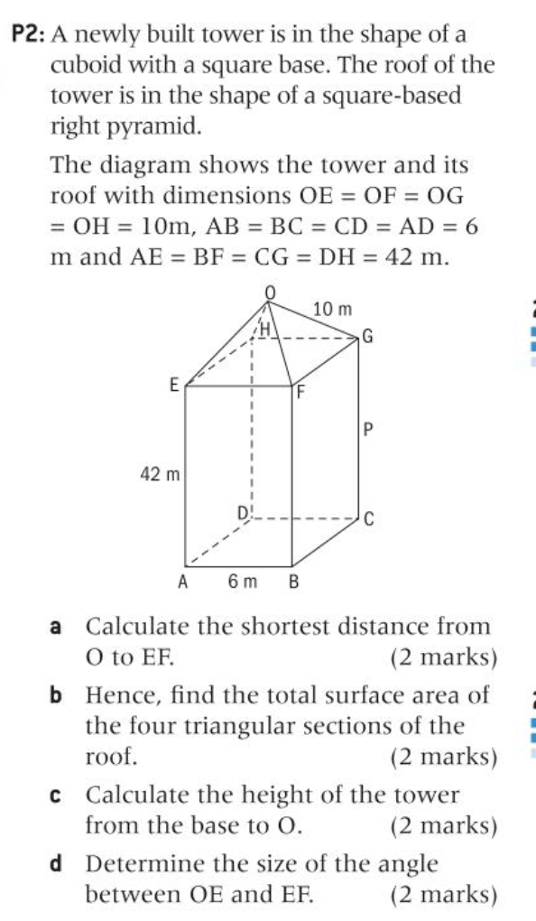 Solved P2: A newly built tower is in the shape of a cuboid | Chegg.com