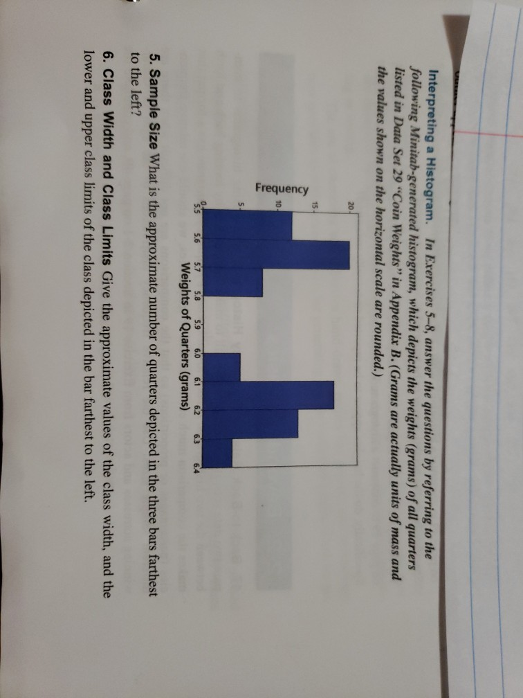 Solved Interpreting a Histogram. In Exercises 5-8, answer | Chegg.com