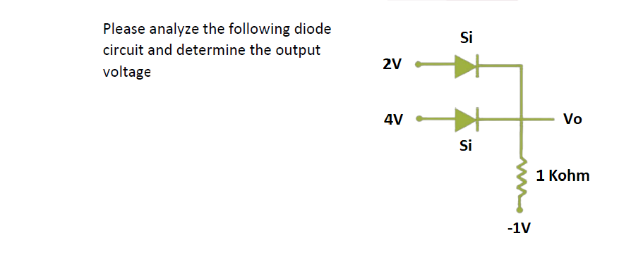 Solved Si Please analyze the following diode circuit and | Chegg.com