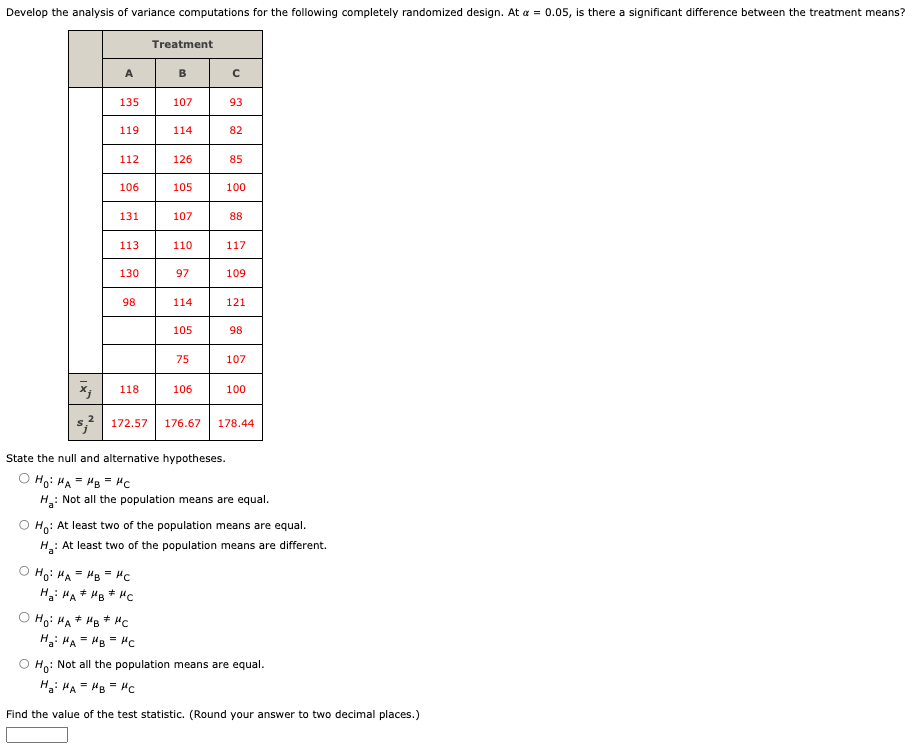 Solved Develop the analysis of variance computations for the | Chegg.com