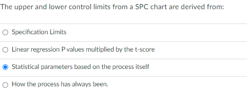 Solved The upper and lower control limits from a SPC chart | Chegg.com