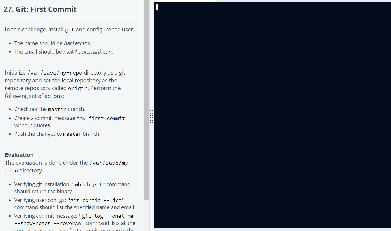 Solved 27. Git: First Commit In this challenge, install git | Chegg.com