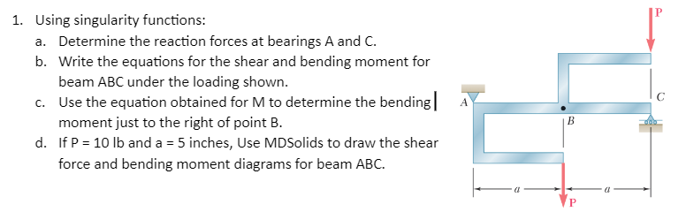 1. Using singularity functions: a. Determine the | Chegg.com