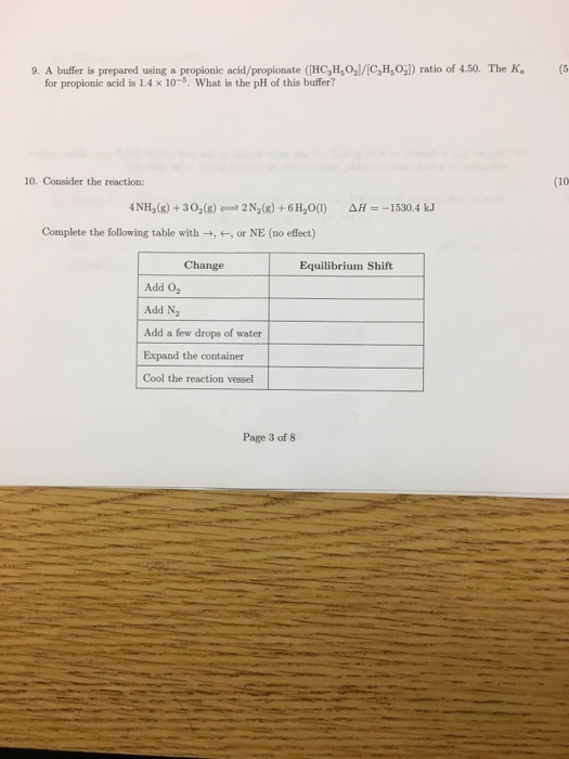 Solved 9. A buffer is prepared using a propionic | Chegg.com