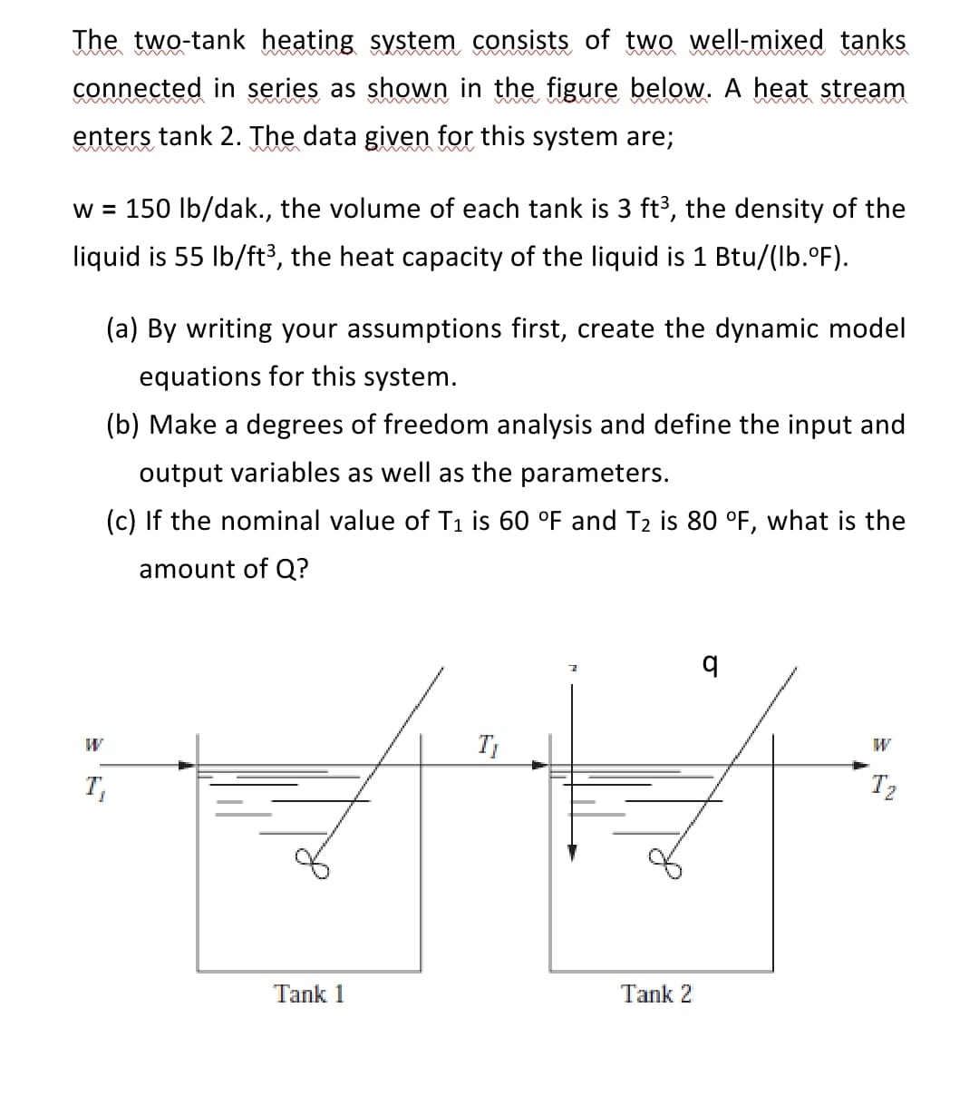 Solved The two-tank heating system consists of two | Chegg.com