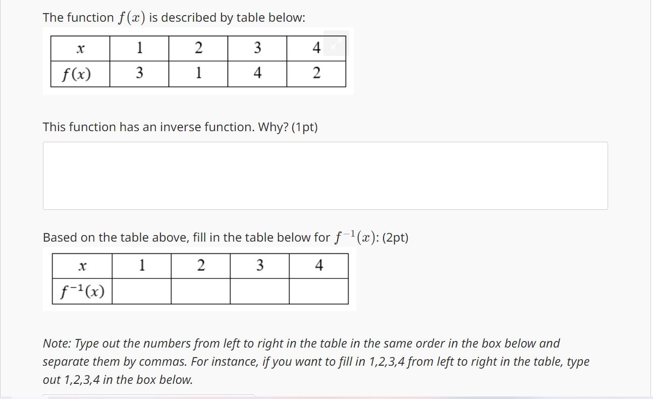 Solved The function f(x) is described by table below: This | Chegg.com