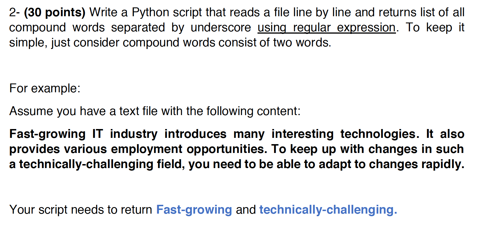 Solved 2- (30 points) Write a Python script that reads a | Chegg.com