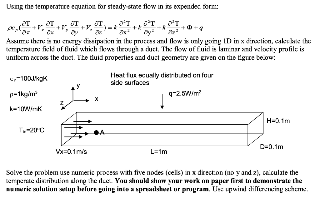 Solved Using the temperature equation for steady-state flow | Chegg.com