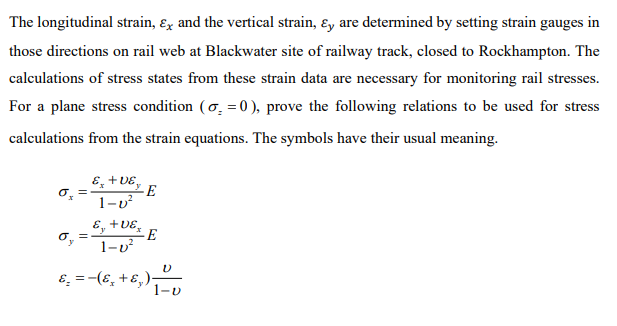 Solved The longitudinal strain, Ex and the vertical strain, | Chegg.com