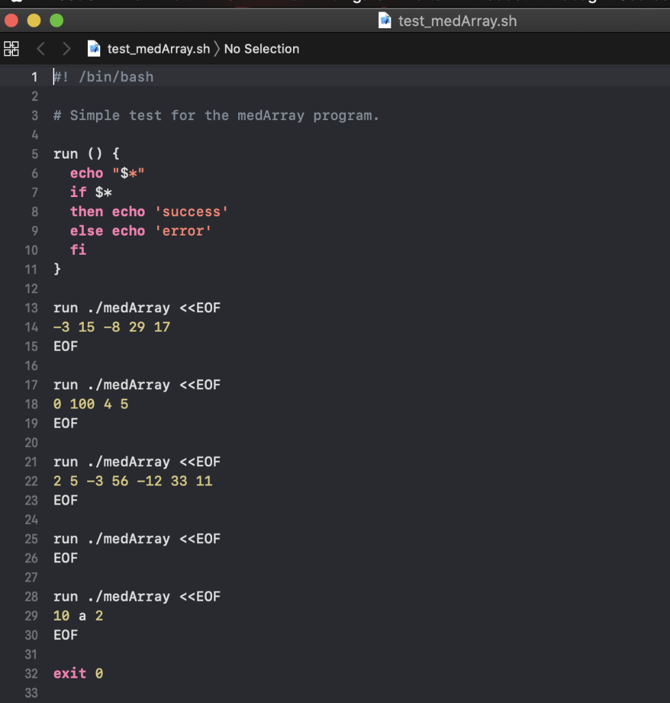 Code is in C. The medArray.c code is provided below. | Chegg.com