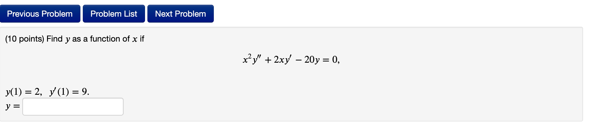 (10 points) Find y as a function of x if | Chegg.com