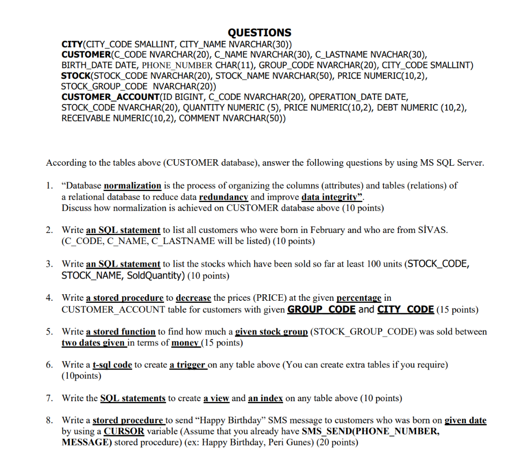 Solved QUESTIONS CITY(CITY_CODE SMALLINT, CITY_NAME | Chegg.com