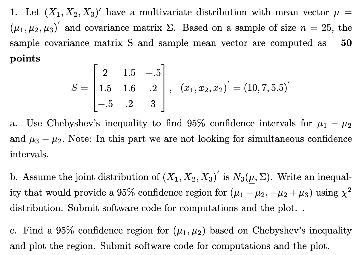 Solved = 1. Let (X1, X2, X3)' have a multivariate | Chegg.com