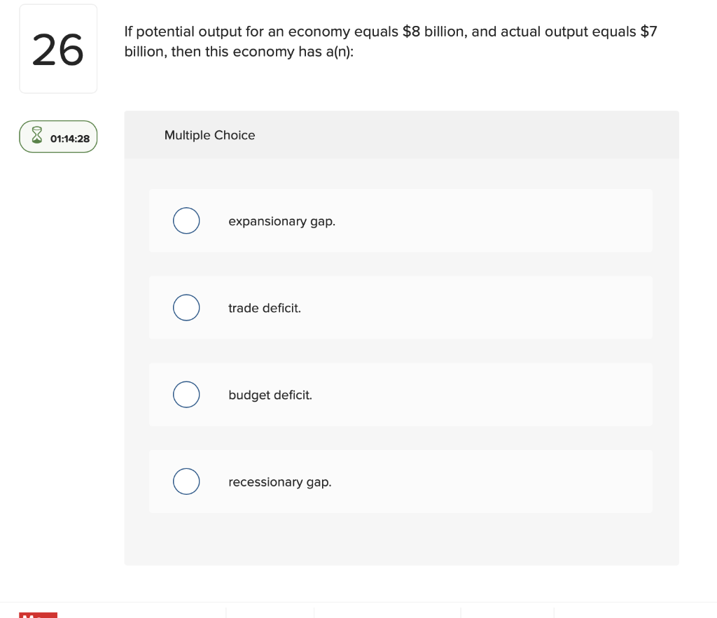 Solved 26 If Potential Output For An Economy Equals 8 
