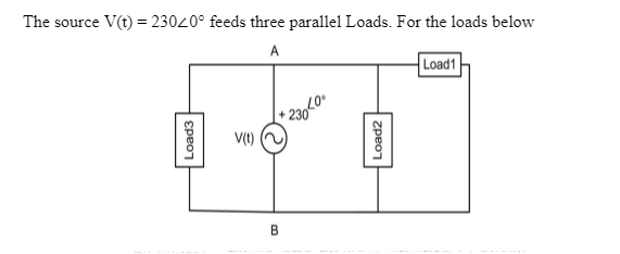 Solved Load 1 : S=27 kVA, PF=0.67 inductive.Load 2 : P=5 kW, | Chegg.com